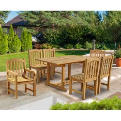 Hilgrove Rectangular Table & 6 Clivedon Chairs, Teak Patio Dining Set