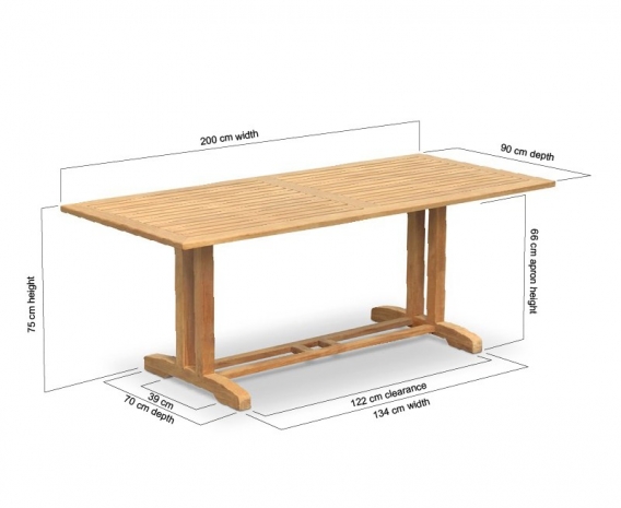 Belgrave Rectangular Teak Garden Table - 2m