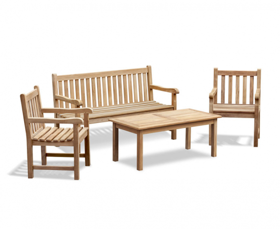 Windsor 1.5m Bench and Armchairs Coffee Set