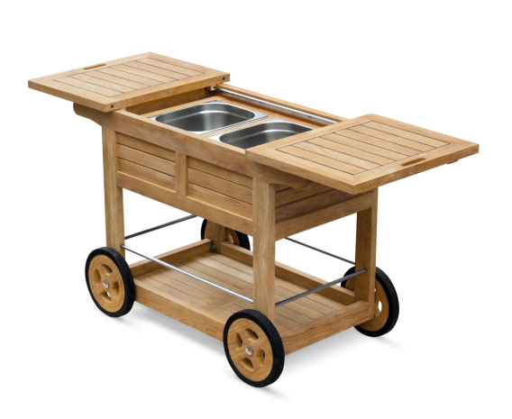 Teak Drinks Trolley with Ice Buckets