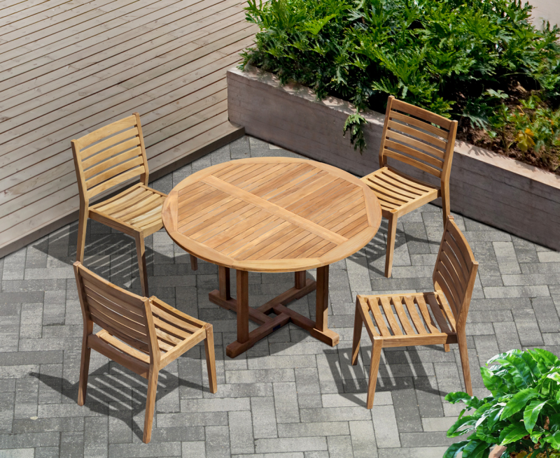 Canfield 1.3m Table and 4 Vero Stacking Chairs Set