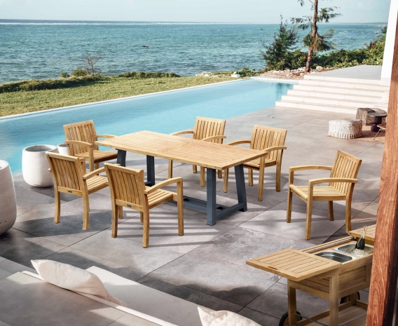 Bridgewater 2m Table and 6 Monaco Chairs Set