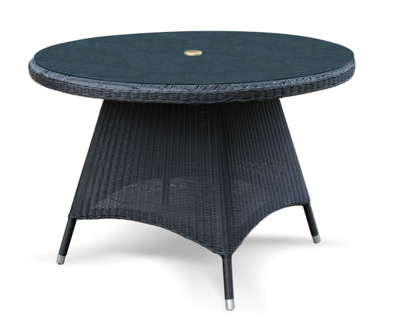 Riviera Round Table 1.1m Black Loom with Glass Table Top - NEW: End of Line