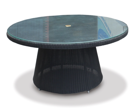 Riviera Round 1.5m Black Loom with Glass Table-top - New: End of Line