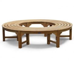 Saturn Teak Tree Benches | Circular Tree Seats | Backless Tree Benches