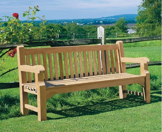 Balmoral 6ft Traditional Chunky Garden Bench, Teak Park Bench – 1.8m