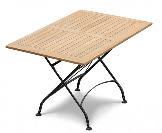 Bistro Folding Rectangular Table 1.2m with 2 Benches with arms – Black