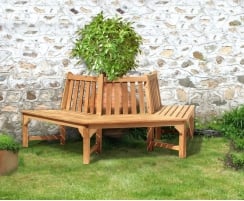Teak Half Tree Bench with Arms - 2.2m